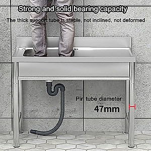 Freestanding Stainless Steel Sink, Commercial Stainless Steel Sink, Small Stainless Steel Sink, Portable Sink, Outdoor Sink Station With Hose For Restaurant, Cafe, Bar, Hotel, Garage