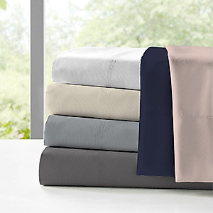 Color Sense 100% Cotton Snow Twin Sheet Set, Percale Weave Snow Bed Sheets, Twin Size Dorm Sheets Set, Cool & Crisp, Twin Sheet Set Deep Pocket, Twin Bedding Set - White