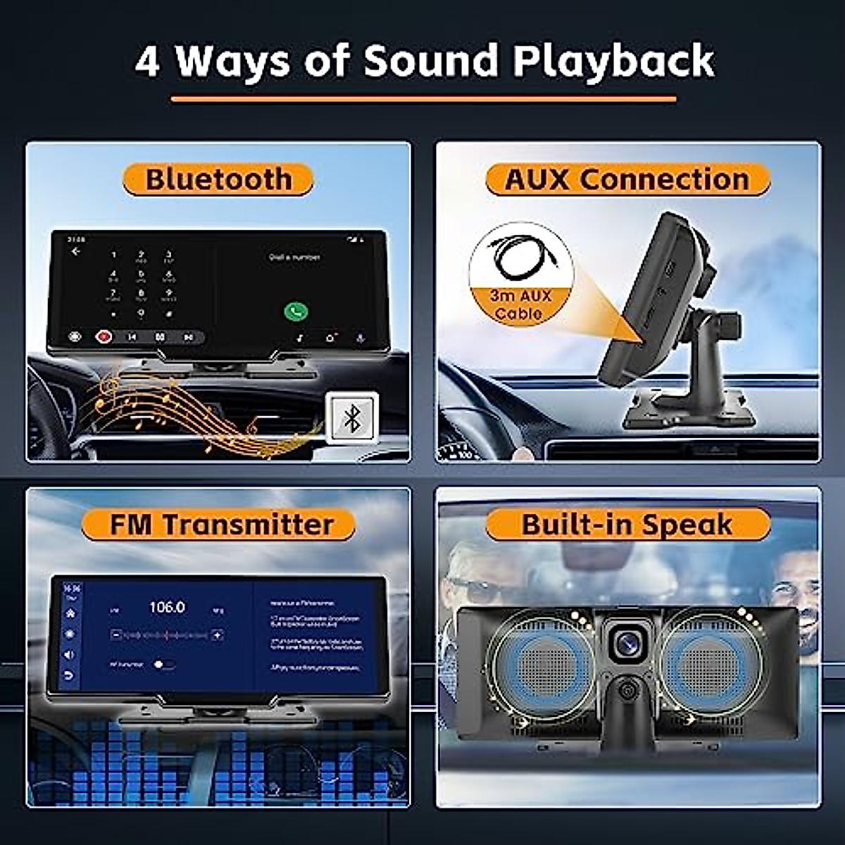 Hikity Portable Wireless Apple Carplay Car Stereo with Dash Cam - 9.3 Inch IPS Touchscreen, Wireless Android Auto, Loop Recording, Backup Camera, Bluetooth Car Audio Receivers