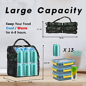 VLM Lunch Bags for Women,Leakproof Insulated Floral Lunch Box with Adjustable Shoulder Strap Reusable Zipper Cooler Tote Bag for Work,Picnic,Camping