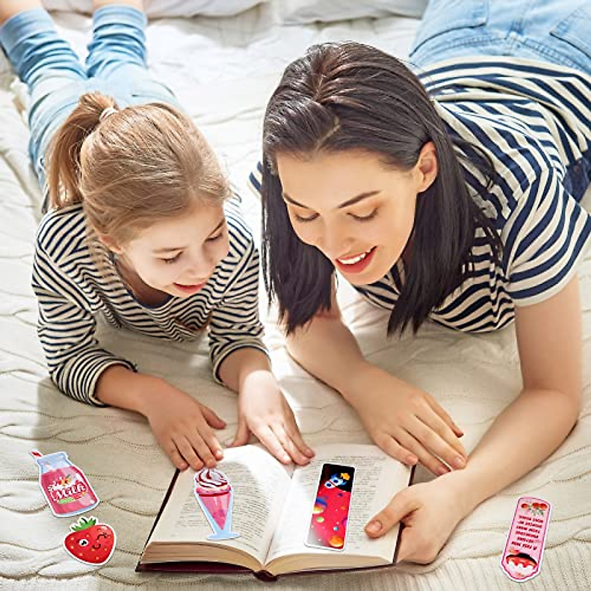 50 Pieces Scented Bookmarks Scratch and Sniff Bookmarks Double Sided Fruit Theme Kids Bookmarks and 10 Planet Styles Cute Bookmarks Assorted Educational Page Markers for Office School Students Reader