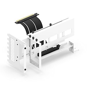 EZDIY-FAB Vertical PCIe 4.0 GPU Mount Bracket Graphic Card Holder with 5V 3 Pin ARGB LED Module, Video Card VGA Support Kit with PCIe 4.0 X16 Gen4 17cm/6.69in Riser Cable 90 Degree Right Angle (White)