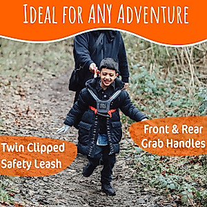 Hobbledehoo Active Child Harness, Safety Harness For Kids & Toddlers Aged 2-7 Years, Child Harness For Walking & Supporting SEN and Special Needs (Orange Harness with Leash)