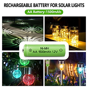 GENYESTAR AA Rechargeable Batteries NIMH 1.2V Double A 1500mAh High Capacity Solar Battery Low Self Discharge, Pack of 8