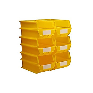 Triton Products 3-240Y LocBin 14-3/4-Inch Length, 8-1/4-Inch Width, 7-Inch Height Yellow Stacking, Hanging, Interlocking Polypropylene Bins, 6-Pack