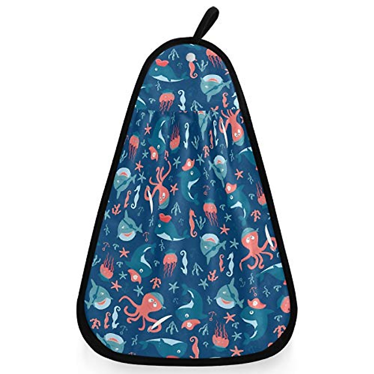 visesunny Shark Octopus Cartoon Animal Hand Towel for Kitchen Bathroom Decor Soft Absorbent Cotton Dish Towel with Hanging Loop Botton Cleaning and Drying Washcloth