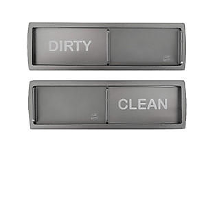 Metal Dishwasher Magnet Clean Dirty Sign in Stainless Steel - Unique and Stylish Look (Silver w/Black Lettering)
