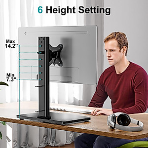 MOUNT PRO Single Monitor Stand Fits Max 32 inch Computer Screen, Free-Standing Monitor Desk Stand, Monitor Mount with Height Adjustable, Swivel, Tilt, Rotation, VESA Monitor Stand 100x100