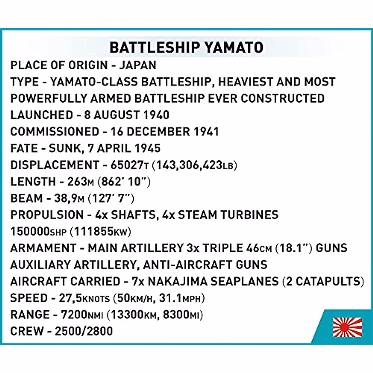 Cobi toys 2665 Pcs Hc WWII /4833/ Battleship Yamato