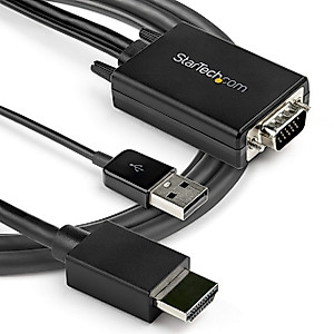 StarTech.com 6ft VGA to HDMI Converter Cable with USB Audio Support & Power - Analog to Digital Video Adapter Cable to Connect a VGA PC to HDMI Display - 1080p Male to Male Monitor Cable (VGA2HDMM2M)