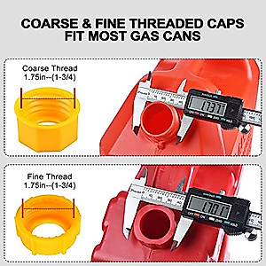 Gas Can Spout Replacement, Gas Can Nozzle,(1 Kit-Yellow) with 2 Screw Collar Caps(1 Coarse Thread &1 Fine Thread-Fits Most of The Cans) with Gas Can Vent Caps, Thick Rubber pad, Spout Cover, Base Caps