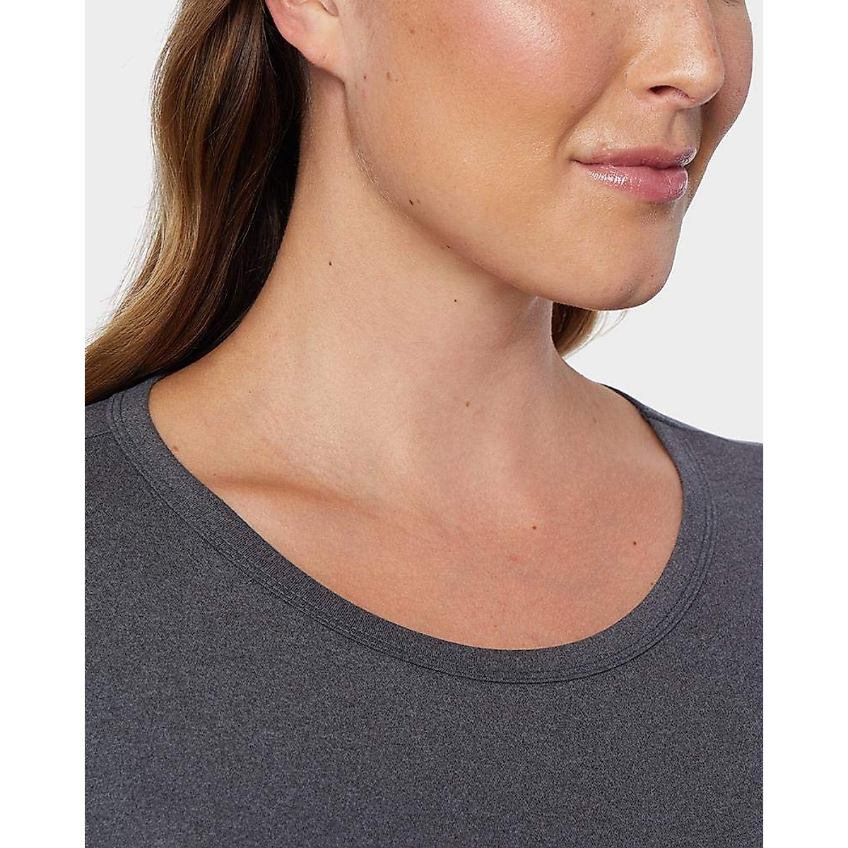 32 Degrees Heat Womens Ultra Soft Thermal Lightweight Baselayer Crew Neck Long Sleeve Top, Charcoal Heather, X-Large