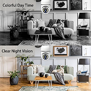 Light Bulb Security Camera Outdoor Wireless WiFi, 2.4G Wireless WiFi Lightbulb Cameras, Pan and Tilt to Surveillance Every Details for Indoor, with 2-Way Audio, Motion Detection, Color Night Version