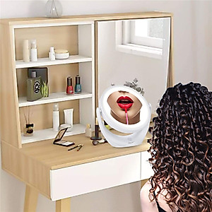 FQYYDD Illuminated Makeup Mirror Usb Rechargeable Makeup Lamp Mirror Double-Sided Mirror