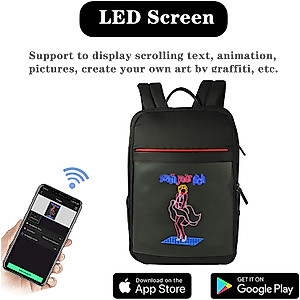 Welaso Smart Bluetooth LED Backpack with Colorful LED Sign Panel and Programmable, DIY Laptop Daypack Bag,Black (Large 25L,without Rain Cover)