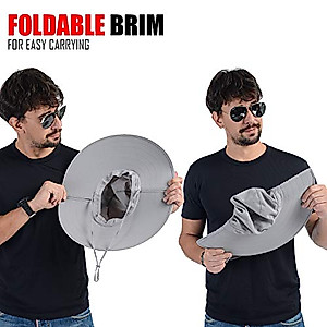 USHAKE Foldable Super Wide Brim Fishing Hat Bucket Safari Hat, UPF 50+ Sun Hat