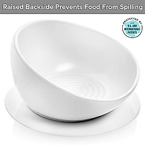 CatGuru Cat Food Bowl, Ceramic Cat Bowls, No Spill Cat Bowl, Whisker Stress Free Cat Food Bowls, Non Skid Cat Bowls for Food and Water, Includes Silicone Non-Slip Mat (High-Low, White)