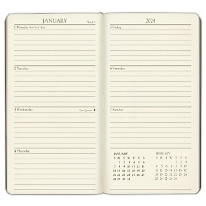 2024 Gallery Leather Pocket Weekly Planner - Acadia Black - 6x3.25"
