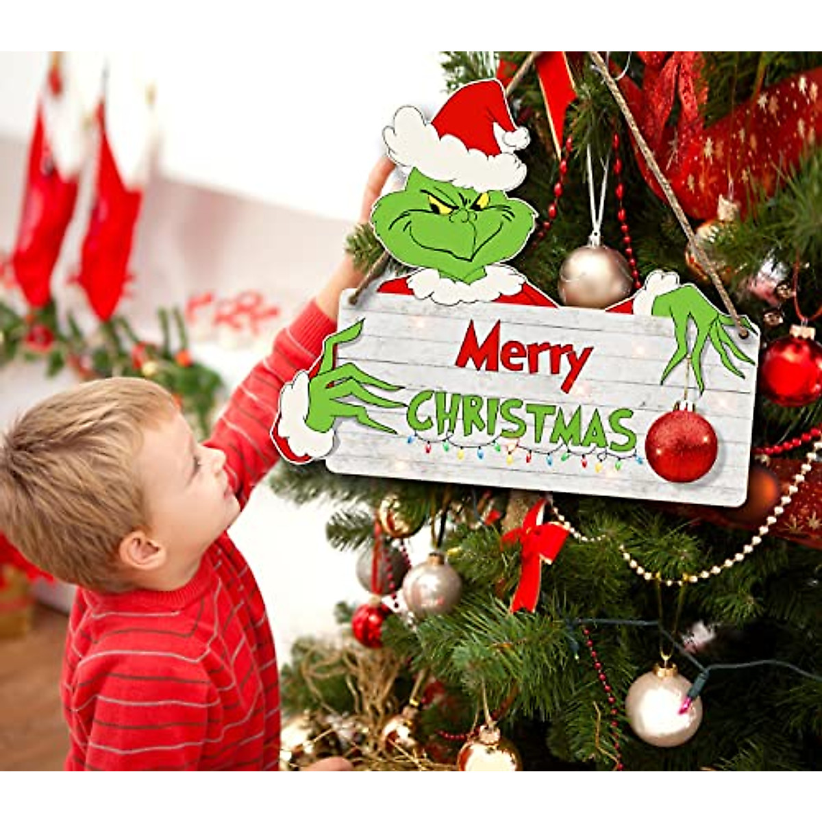 Christmas Decorations Hanging Signs Door Sign for Holiday Decor Merry Xmas Themed Party Supplies Yard Porch Wall Window Kid’s Room Decoration