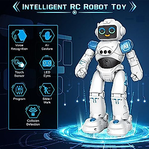 Robot Toys for Kids - Smart Talking Voice Remote Control Robot, Gesture Sensing Programmable Emo Robot Toy for Age 3 4 5 6 7 8 Year Old Boys Girls Birthday Gift Present