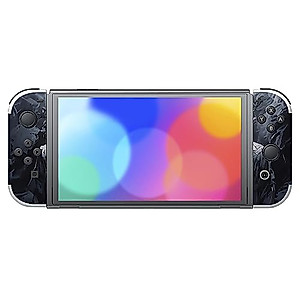 PlayVital Full Set Protective Stickers for Nintendo Switch OLED Model, Customized Vinyl Decal Skins for Switch OLED Console & Joycon & Dock & Grip - Dark Clown