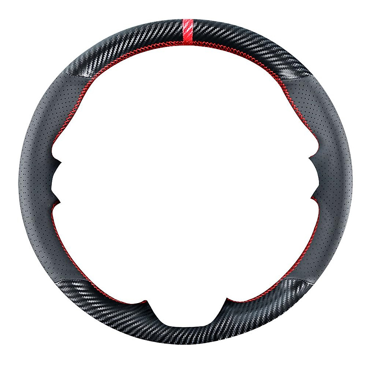 Carkooler DIY Stitching Carbon Fiber Steering Wheel Cover for Ford Fusion Sedan 2013-2020 / Edge 4dr SUV 2015-2020 15 inches Leather Interior Accessories