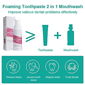 Foam Toothpaste with Fluoride Free Formula, Foaming Toothpaste for U-Shaped Electric Toothbrushes, Whitening Tooth Foam Toothpaste for Kids and Adults, 50ml*2