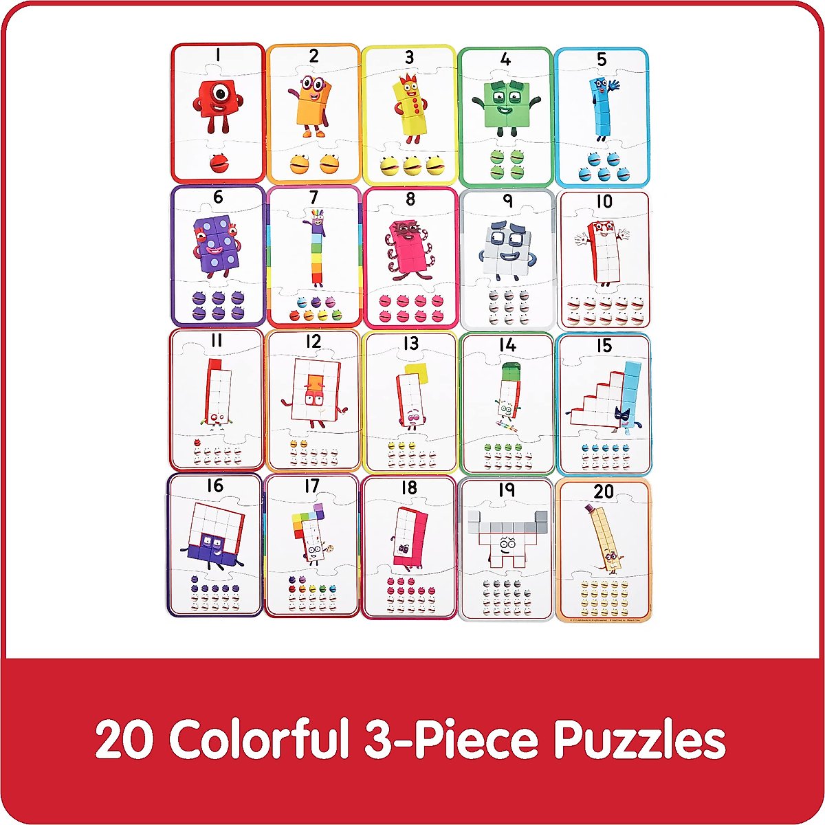 hand2mind Numberblocks Counting Puzzle Set, Number Puzzle, Counting Games for Kids Ages 3-5, Numbers for Toddlers, Math Games for Kids, Matching Game, Educational Toys, Preschool Learning Activities