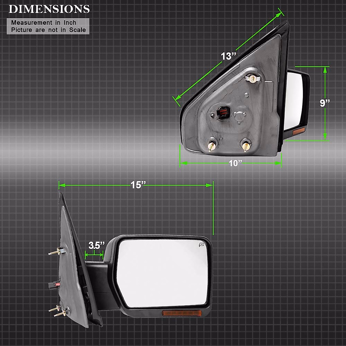 ACANII - For 2004 2005 2006 Ford F150 Pickup LED Sequential Signal Power Heated View Side Mirrors Set Driver + Passenger