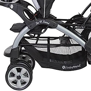 Baby Trend Sit N Stand Easy Fold Travel Double Baby Stroller and Single Infant Car Seat Travel System with Safety Harnesses and Cover, Stormy