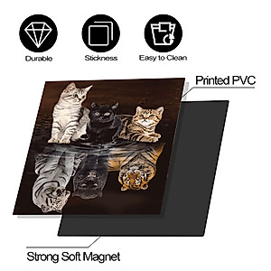 REWER Cat Vinyl Decorative Refrigerator Panel Decal Reflection Tiger Dishwasher Cover Magnetic Animal Sticker Door Kitchen Decoration Microwave and Oven Stickers,Funny Gifts, 23x26inch( )