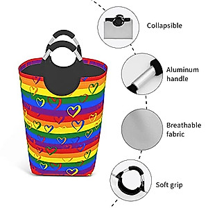 Rainbow Foldable Laundry Hamper Collapsible Laundry Baskets with Handles Large Laundry Bag Dirty Clothes Hamper Organizer Laundry Bin
