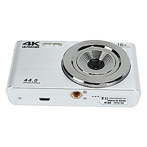 4K Digital Camera,2.8in Screen 16X Digital Zoom Camera, 44MP Shock Proof Plastic Housing HD Camera for Photography,Digital Camera for Kids Video Camera (Silver)
