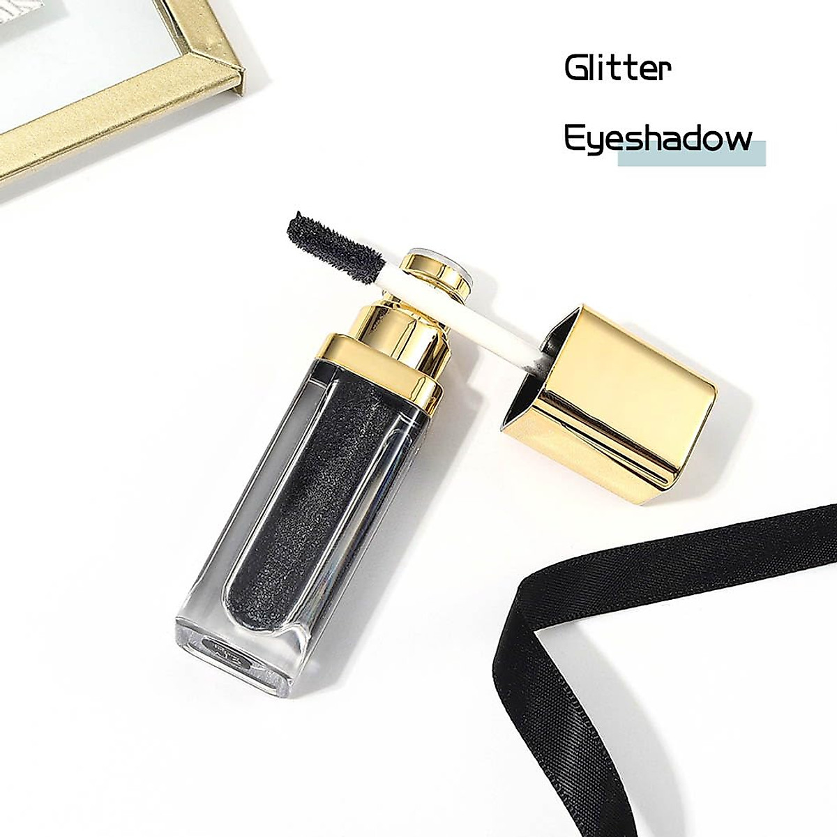 Kilshye Glitter Liquid Eyeshadow Shimmer Eye Shadow Metallic Eyeshadows High Pigment Eyes Shadow Long Lasting Waterproof Eyes Liquid Makeup for Women and Girls Pack of 1 (G- Black 12)