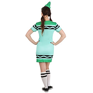 Green Crayola Crayon Women's Costume - Dress, Hat, Headband