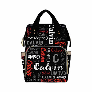 Artsadd Custom Name Diaper Bag for Mom, Personalized Black and Red Monogram Backpack with Stroller Straps Large Travel Shoulder Bag Capacity Nappy Bag for Baby Shower Gifts