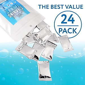 IMPRESA 24 Pack Tablets Water Bottle & Reservoir Cleaning Tabs, Quickly Removes Stubborn Stains & Odors - for Hydration Backpack Bladders & Water Bottles - Cleaning Kit for stainless steel & plastic