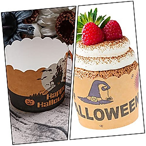 DOITOOL 100pcs Halloween Muffin Cups Mini Cakes Thickening Mousse Mini Cake Boxes Halloween Cupcake Decor Paper Cupcake Wrappers Halloween Cupcake Wrapper Cake Packing Cup Baking Cups Hard