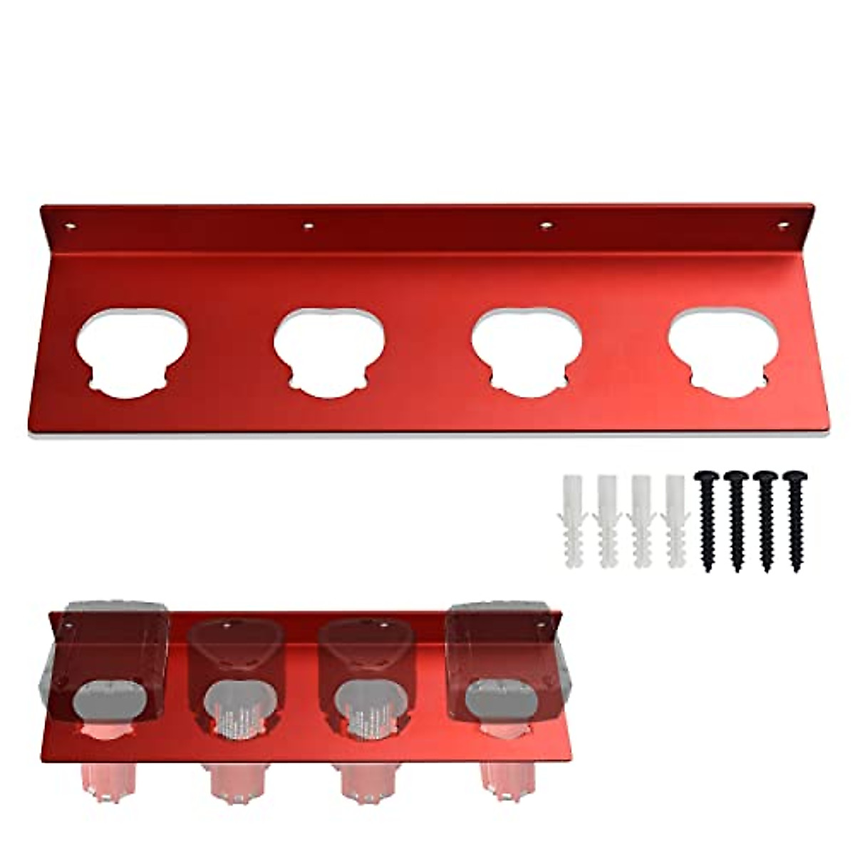 Battery Holder for Milwaukee M12,Battery Holder Battery Storage Holder for Milwaukee M12 6.0 Battery,High Strength Metal Wall Mount Rack With 4 Slots Perfect Organizers for Batteries Or Tools. (1)