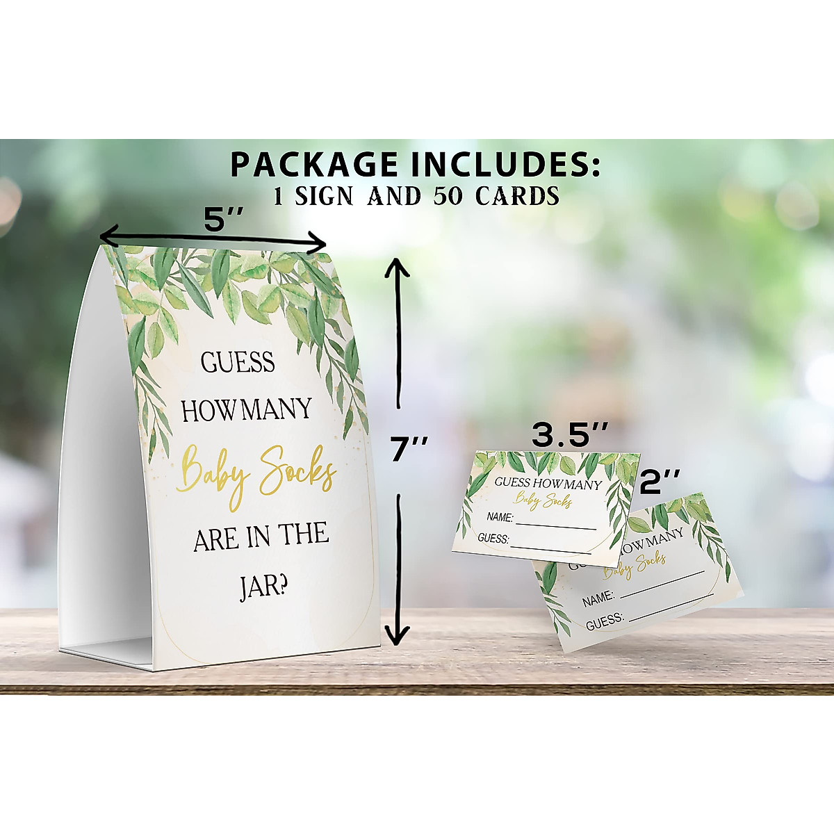 Guess How Many Baby Socks Are In The Jar, Baby Shower Games, Baby Shower Decorations - One Sign and 50 Cards(MANY014)