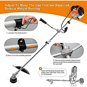 58CC Gas String Trimmer 2-Cycle Gas Brush Cutter Straight Shaft 4 in 1 Cordless Grass Edger Weed Wacker Gasoline Powered Weed Eater with 4 Detachable Heads for Lawn and Garden Care-Orange