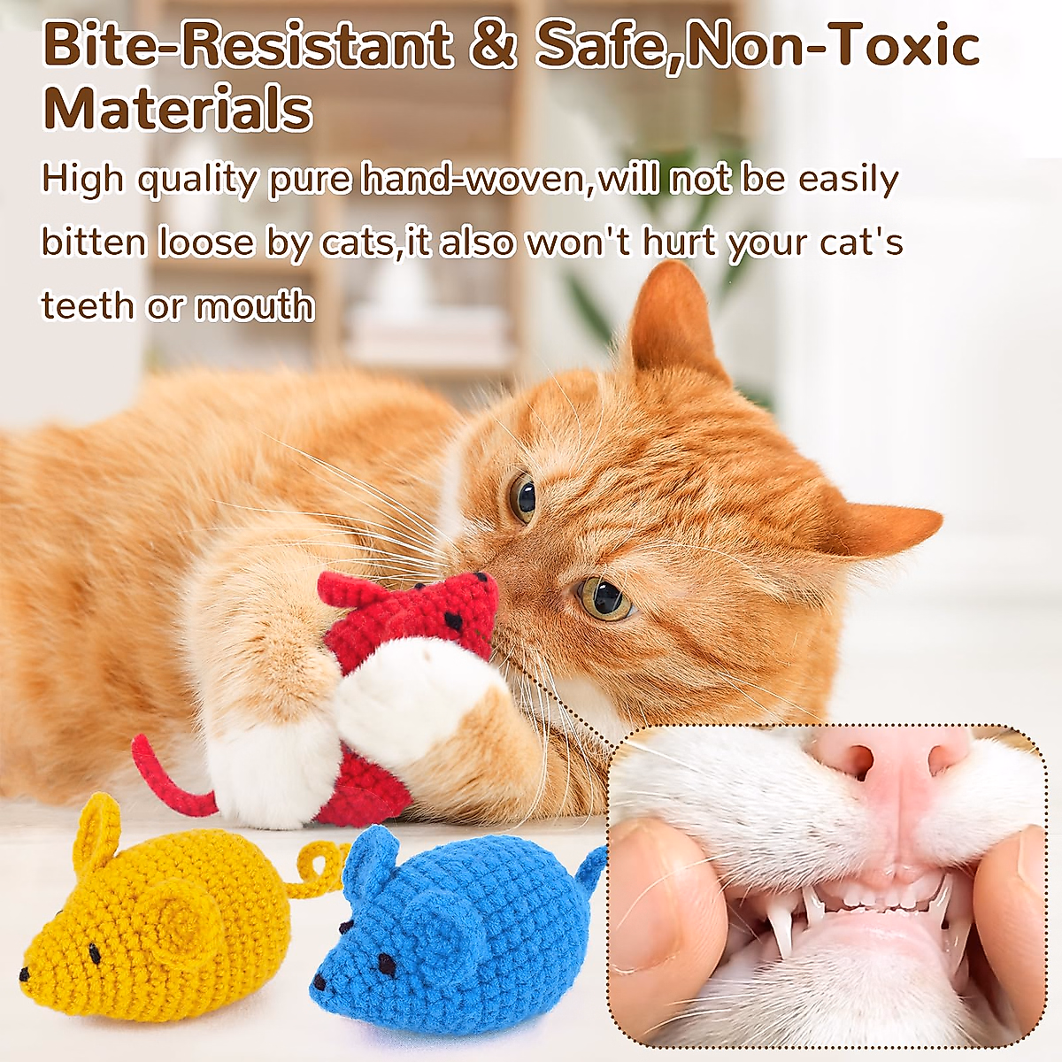 Retro Shaw Catnip Toys Mice,Interactive Cat Toys for Indoor Cats Kitten,6 Pack Woolen Yarn Crochet Mouse Catnip Animals Toys,Cat Nip Chew Toys for Kitten Teething Cleaning