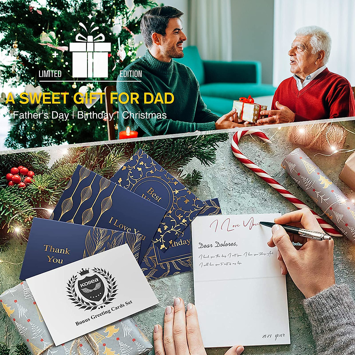 Kollea Christmas Gifts for Dad from Daughter, 10 Oz You Are The Best Dad Ever Whiskey Glass, Funny Gag Birthday Gift Ideas for Men Daddy Papa Who Have Everything