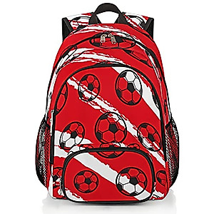 AUUXVA Soccer Football Print Backpack for Women Men Girls Boys, Casual Daypack Backpacks Durable School Bag Laptop Bookbag Rucksack for School Travel Work Camping Hiking