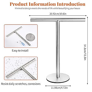 Bathroom Hand Towel Holder Stand，T-Shape Hand Towel Holder Stand SUS304 Stainless Steel for Bathroom，Kitchen or Vanity Countertop(2Pack)