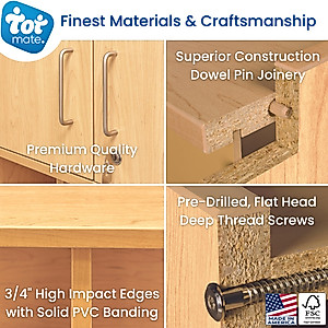 Tot Mate Kid's Book & Toy Storage Organizer, Wooden Cabinet Shelves, Cubby, Toy Shelf, Children's Bookcase for Playroom, Preschool or Classroom, Maple, 24" W x 14" H, Ready-to-Assemble