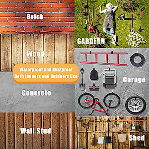 Juformin Heavy Duty Utility Hooks for Garage Storage Utility Hooks Wall Mount,Garage Hooks Heavy Duty,Garage Wall Hooks,Hose Holder,Bike Hooks,Ladder Hooks,Leaf Blower Hanger (2 Small & 2Medium)