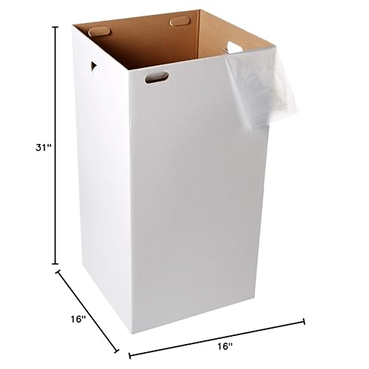 One Earth Disposable and Reusable Corrugated Cardboard Trash Cans- Bundle of 10 Self Locking Trash Boxes (White) + 20 Trash Bags: 40 Gallons