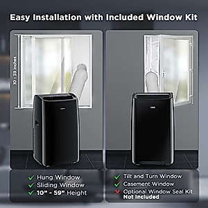 TURBRO 14,000 BTU Smart WiFi Portable Air Conditioner, Powerful Cooling Up to 600 Sq Ft, 3 in 1 Functions with Backlit Remote, Supports Alexa Voice Control, Easy Installation, Greenland Series, Black (10,000 BTU SACC)