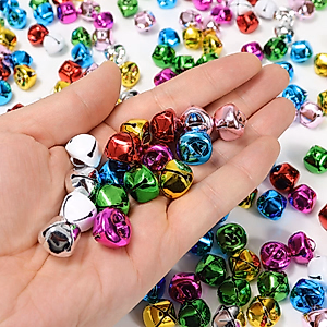 Jingle Bells for Crafts, 8 Colors Large Jingle Bells Christmas Jingle Bell, Cheerful Sound Craft Bells for Wreath, Holiday Home and Christmas Decoration, 0.6 Inch, 120 Pcs